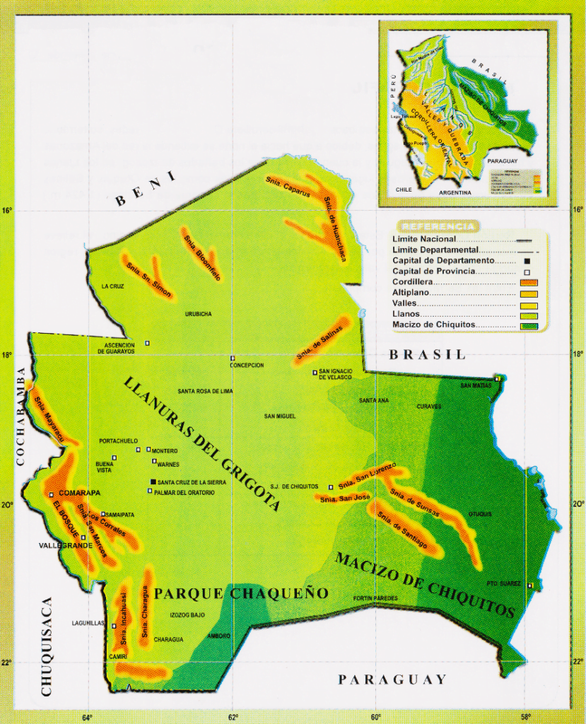 Orografía de Santa Cruz, Bolivia